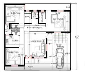 House Plan for 2bhk & 3BHK House Plan. 40x40 Plot Size Plan