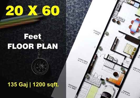 20 by 60 House Plans for East, West, North, South Facing Plots