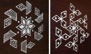 Simple yet Attractive Rangoli Designs with 4, 6, 8, 10, 15 Dots