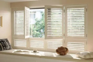 Classic Brown Swing Shutter Window Design In Wood